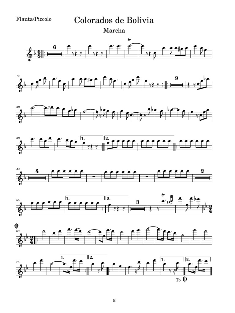 Bolivian Flute and Piccolo March Sheet Music | PDF