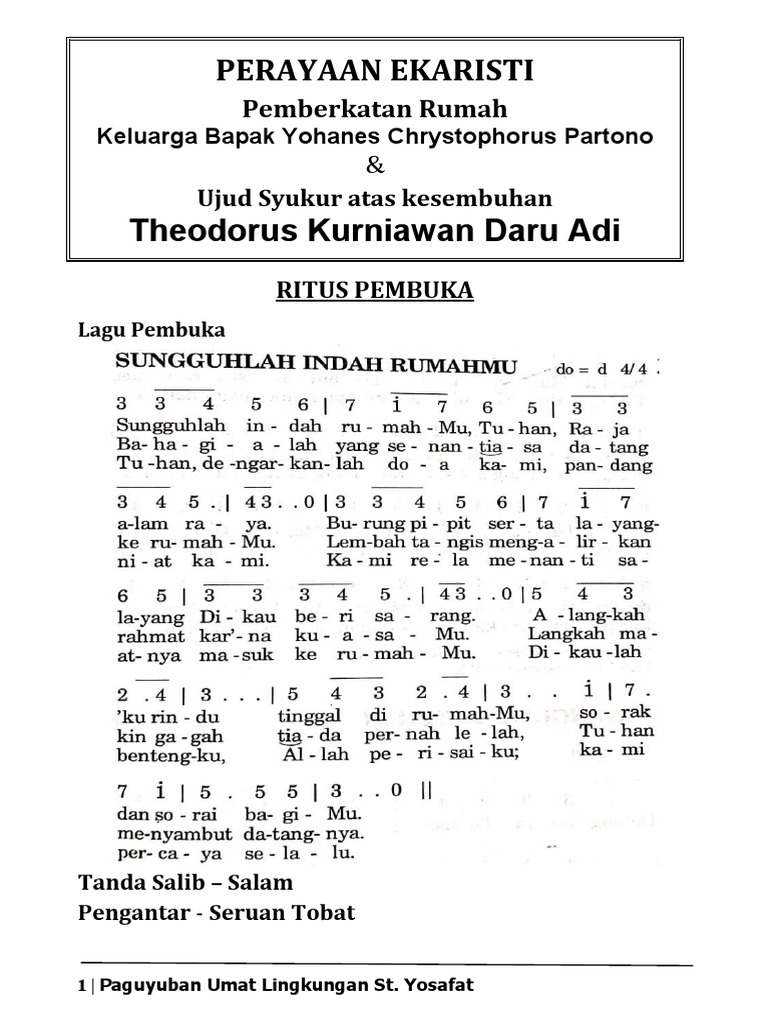 Misa Ujud Pemberkatan Rumah | PDF
