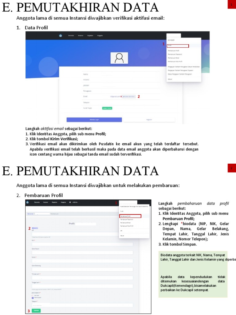 PANDUAN Verifikasi Akun, Ubah Profi Dan Pasword Di SDM PDSPK | PDF