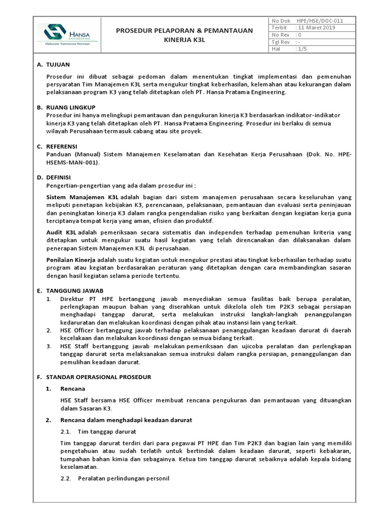 Prosedur Tanggap Darurat Dan Flowchart | PDF