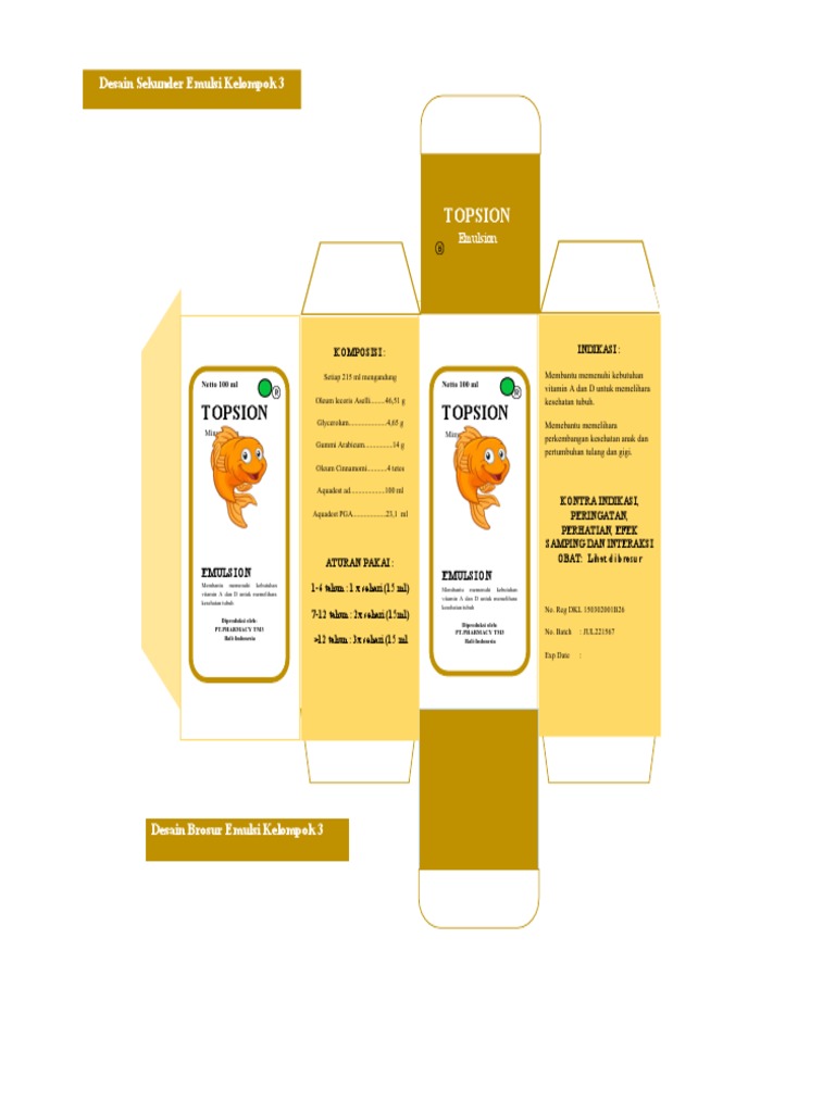 Desain Kemasan Obat Emulsi Minyak Ikan | PDF