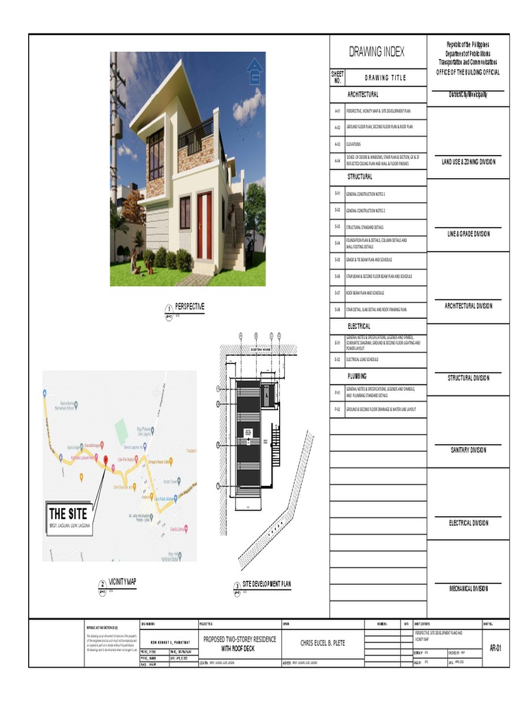 The Site: Drawing Index | PDF | Roof | Wall