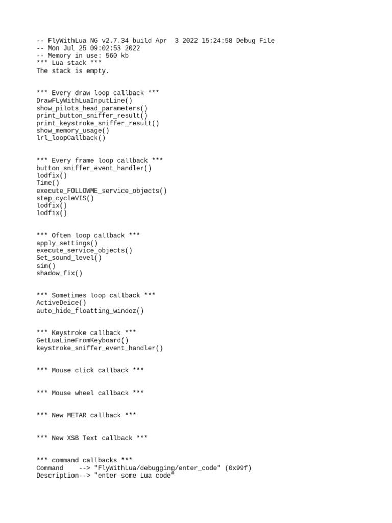 FlyWithLua Debug | PDF | Computer Programming | Computing FlyWithLua Debug | PDF | Computer Programming | Computing