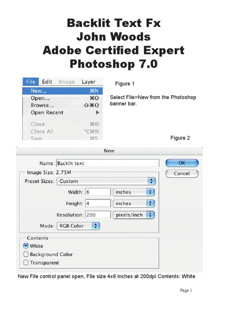 Backlit Text FX John Woods Adobe Certified Expert Photoshop 7.0 | PDF ...