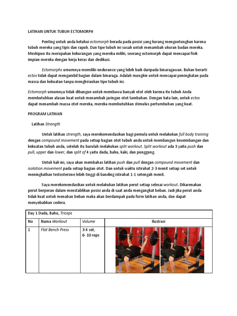 Latihan Untuk Tipe Tubuh Ectomorph | PDF