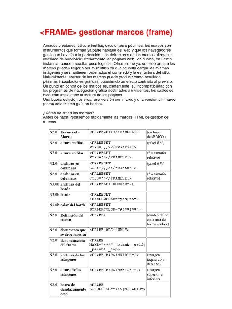 Gestionar Marcos (Frame) | PDF | HTML | Navegador web