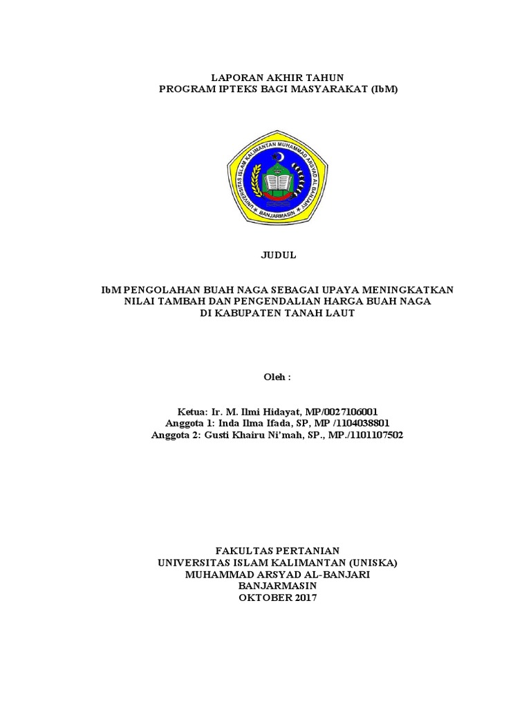 Laporan Akhir IbM 2017 Buah Naga Lengkap | PDF | Pengelolaan Keuangan ...