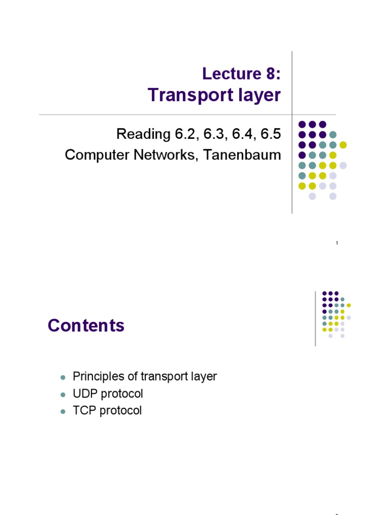 Lecture 8 - Transport Layer | PDF | Transmission Control Protocol ...
