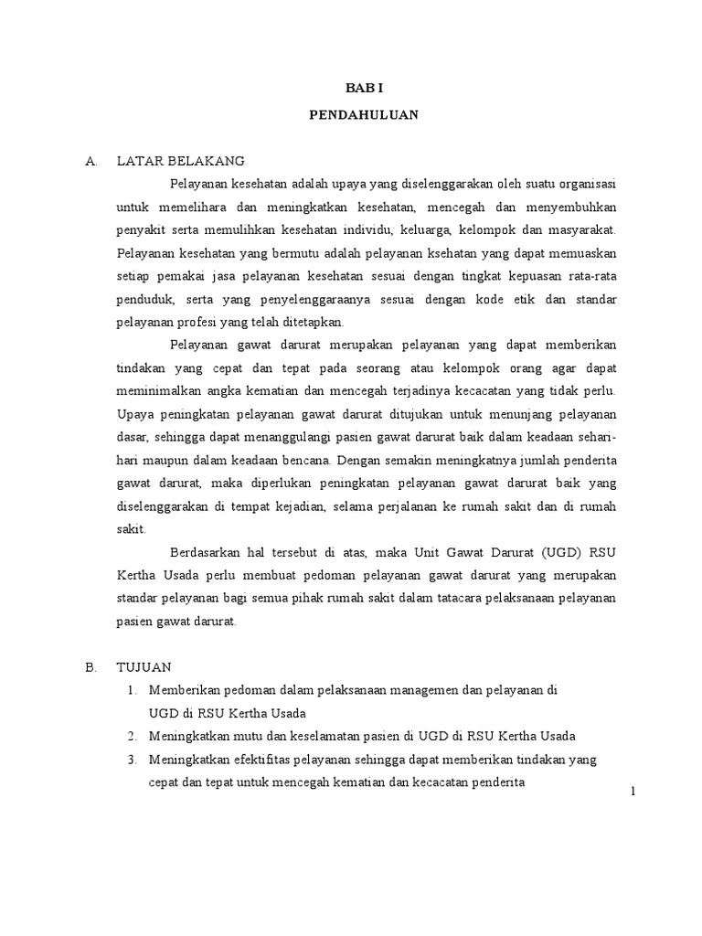 Pedoman Pelayanan Ugd RS Kertha Usada 2022 | PDF