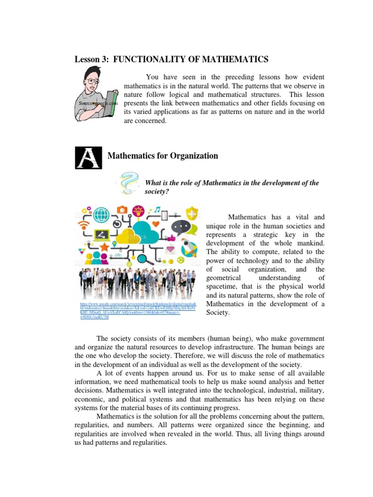 Lesson 3 FUNCTIONALITY OF MATHEMATICS | PDF | Pattern | Mathematics