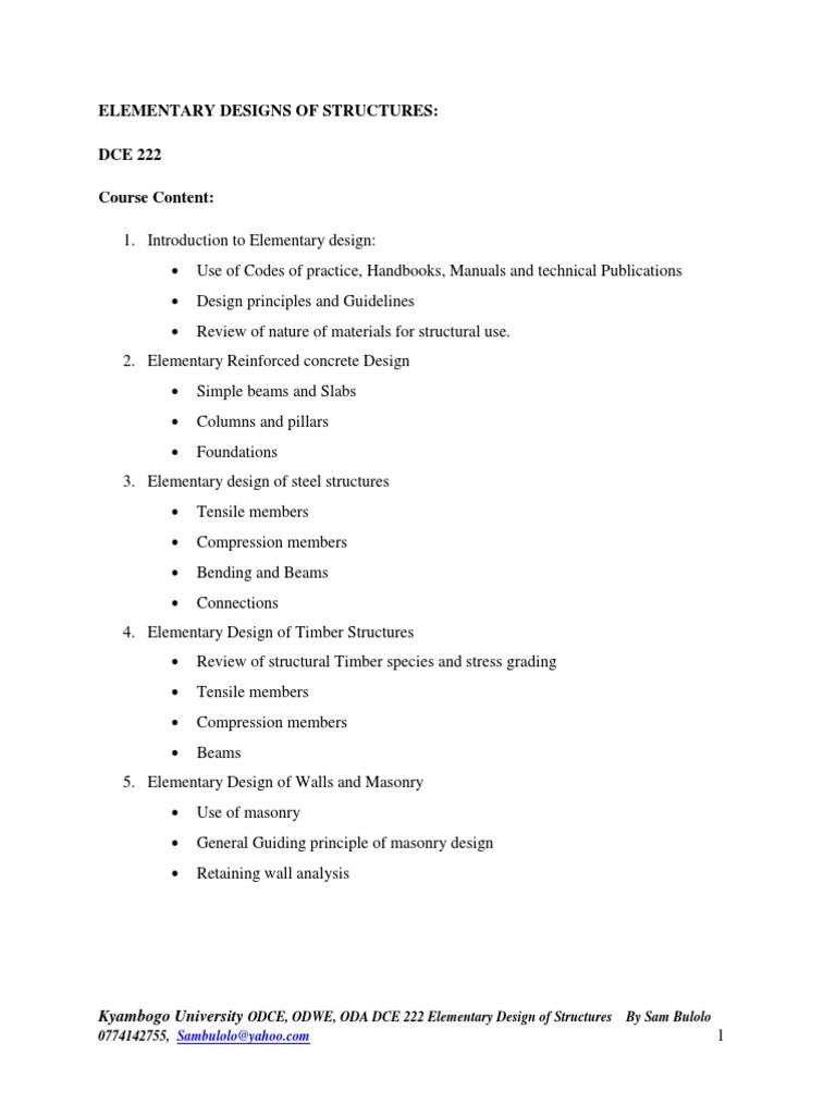 Elementary Structural Design Course Overview | PDF | Beam (Structure ...