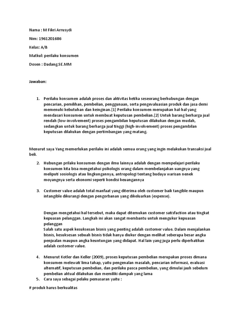 UTS Perilaku Konsumen | PDF