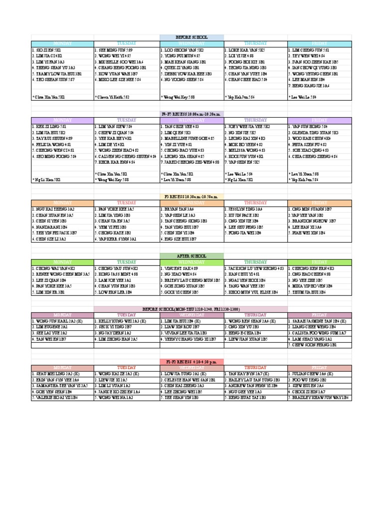DUTY LIST (July Updated) | PDF