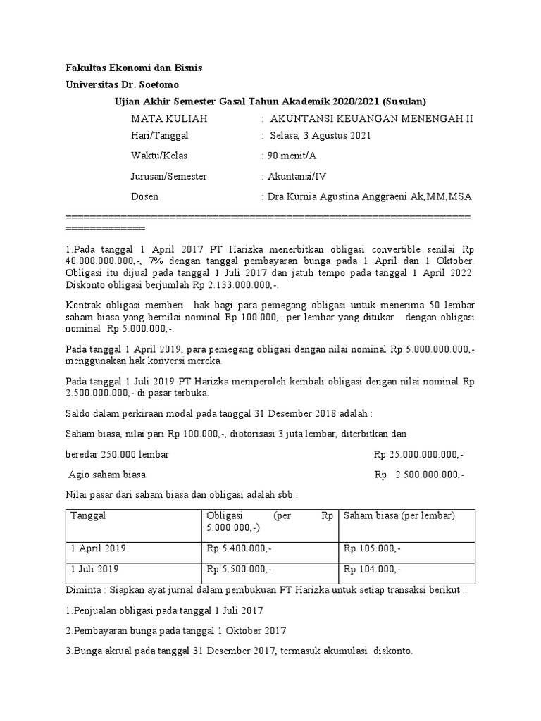 Uas Akm II Fahrizal Ahmad 201911330021 | PDF