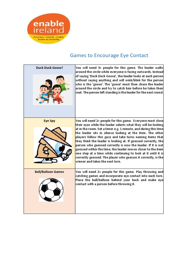 Eye Contact activities | PDF