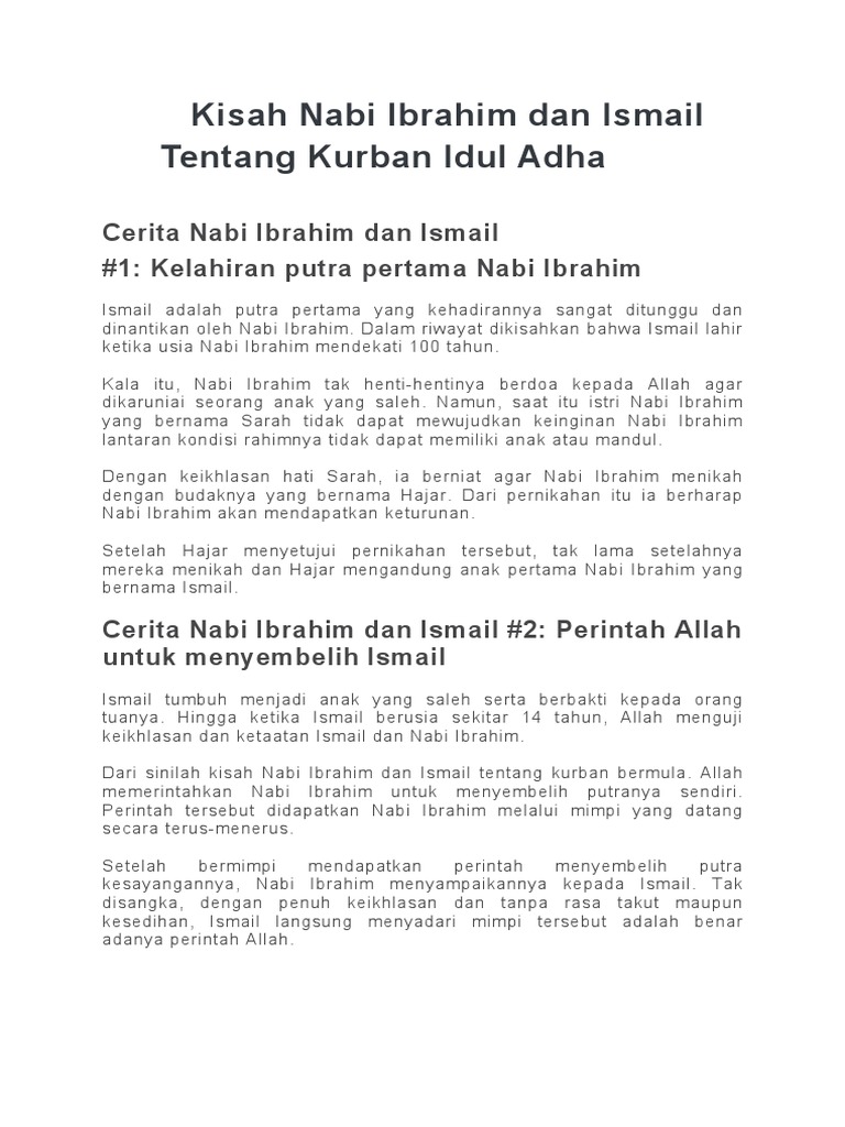 Kisah Nabi Ibrahim dan Ismail tentang Qurban | PDF