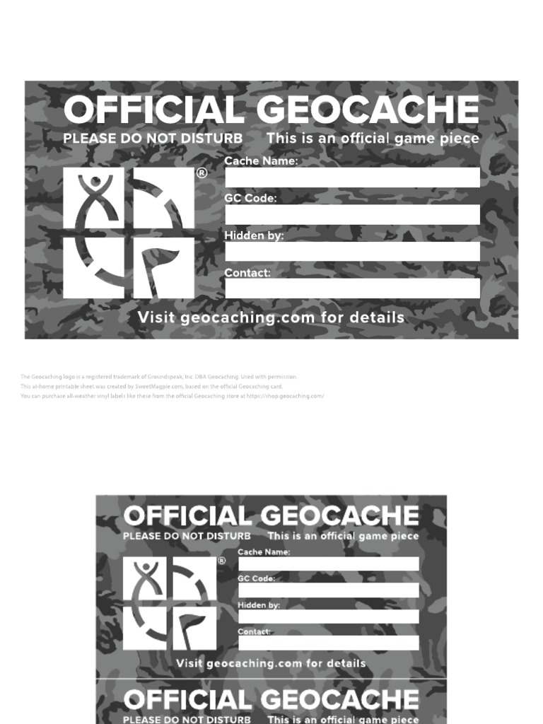 Printable Geocaching Labels Free | PDF