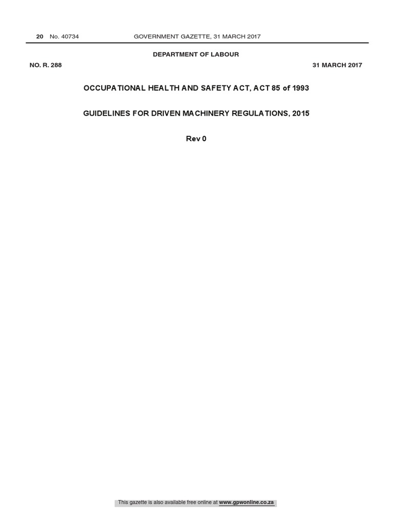 Guidelines For Driven Machinery Regulations 2015 | PDF | Tools ...