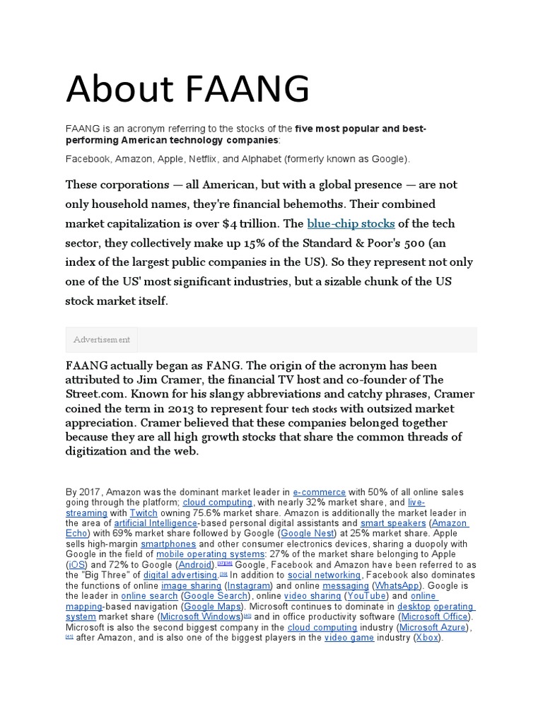 Faang Top Us Tech Stocks Overview Pdf Microsoft Computing