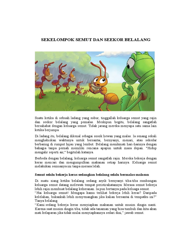 Sekelompok Semut Dan Seekor Belalang | PDF