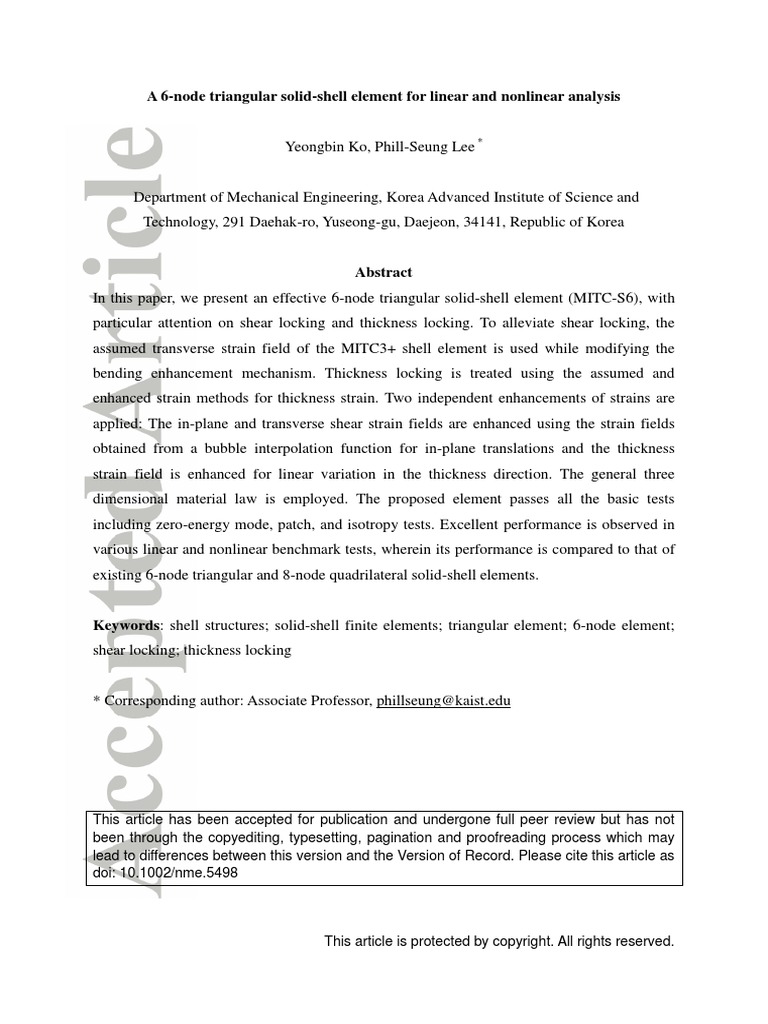 Mitc Shell | PDF | Finite Element Method | Bending