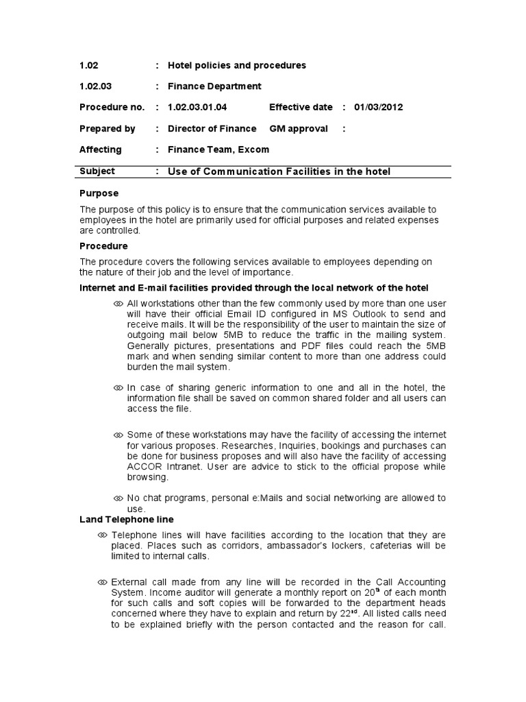 Use of Communication Facilities in The Hotel | PDF | Computer Network ...