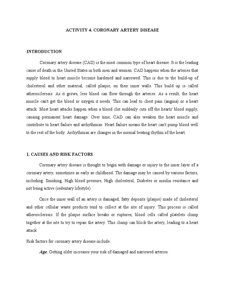 Understanding Coronary Artery Disease | PDF | Coronary Artery Disease ...