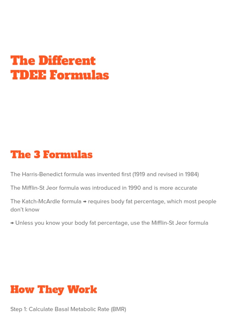The Different TDEE Formulas | PDF | Management Of Obesity ...
