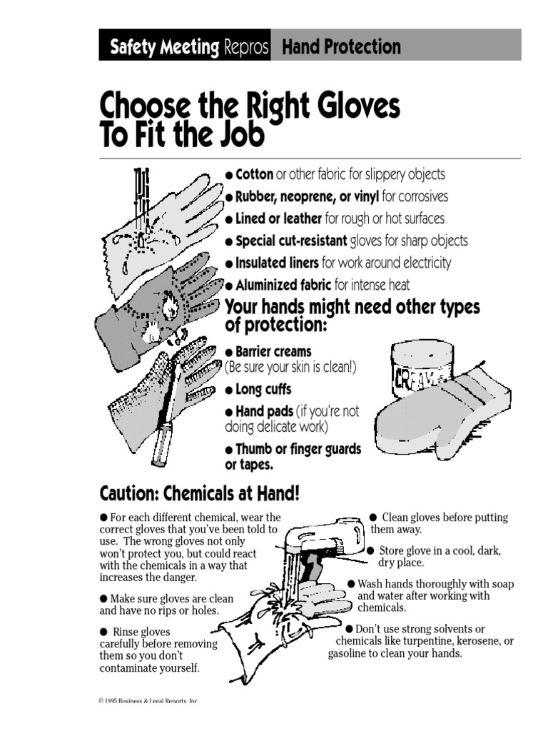 Choose The Right Gloves To Fit The Job: Hand Protection | PDF | Glove ...