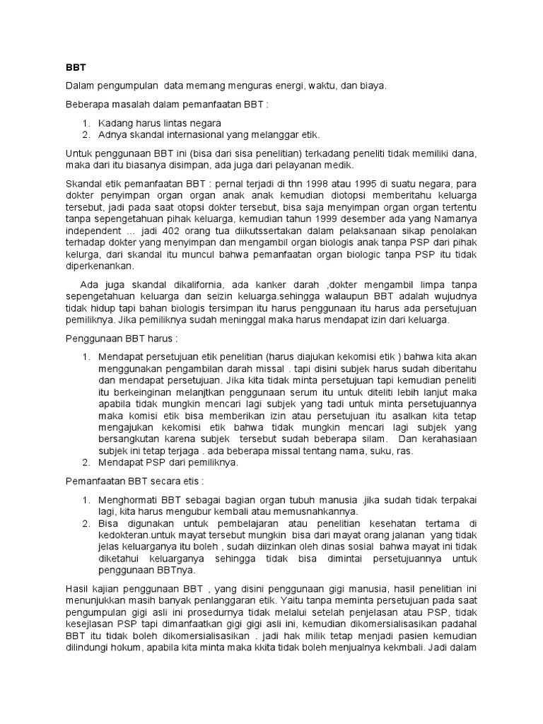 Bahan Belajar UAS Bioetika | PDF