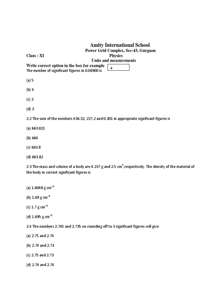 Units MCQ Test | PDF