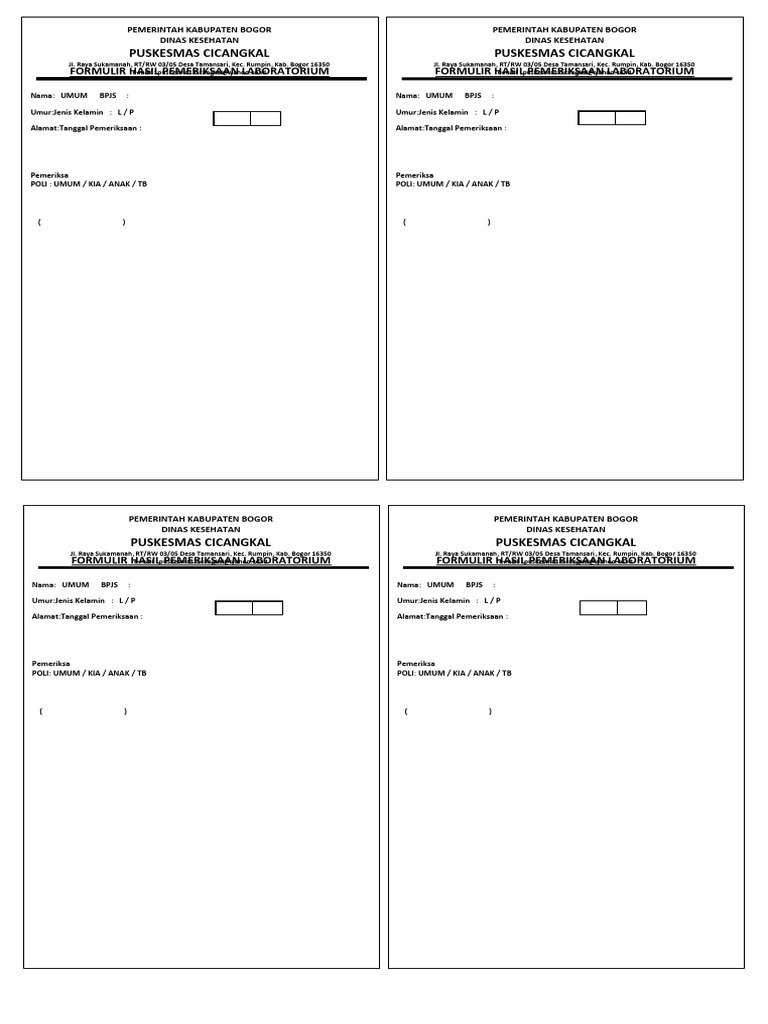 Form Pemeriksaan Lab | PDF