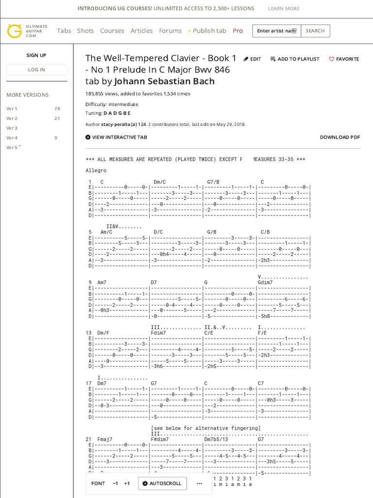 THE WELL-TEMPERED CLAVIER - BOOK 1 - NO 1 PRELUDE IN C MAJOR BWV 846 ...