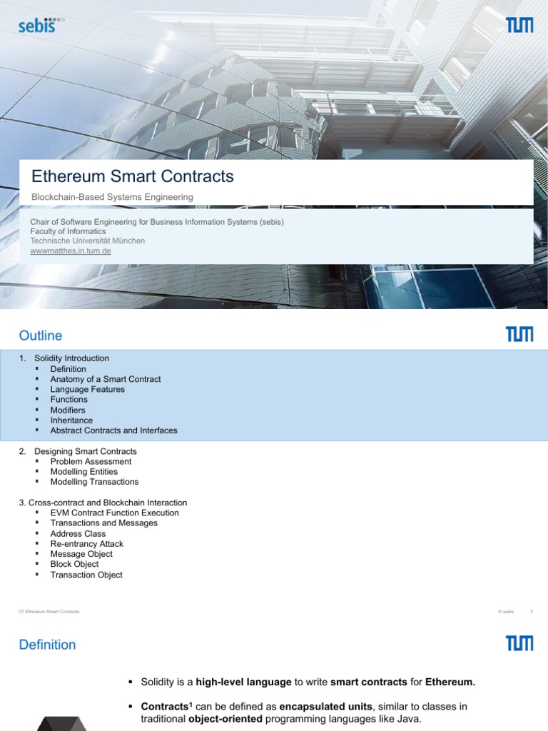 07 Ethereum Smart Contracts | PDF | Inheritance (Object Oriented Programming) | Computer Data ...