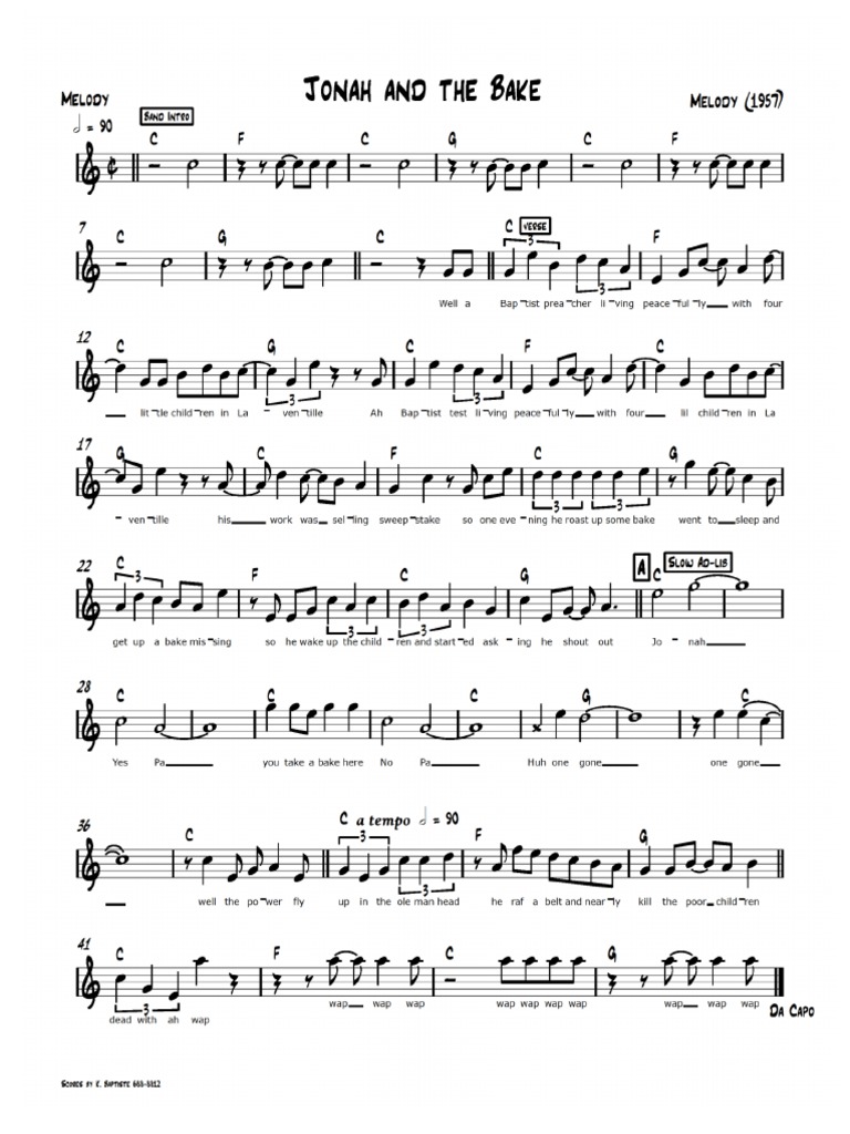 Jonah and The Bake - Lord Melody | PDF