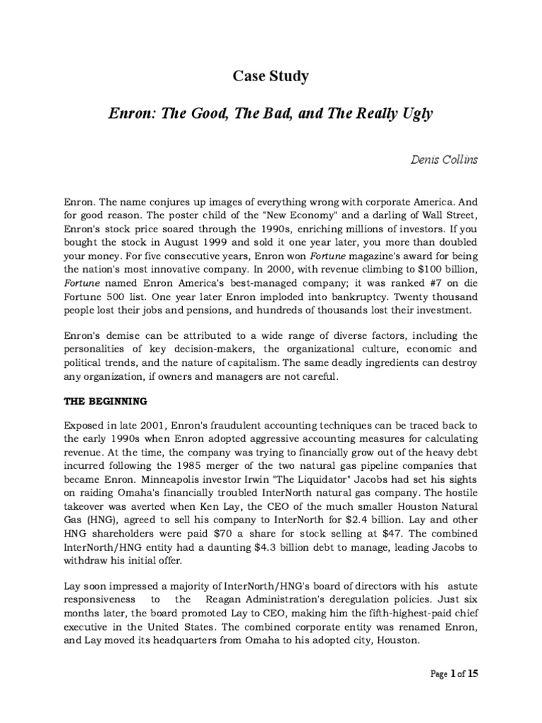 Case Study Enron | PDF | Enron | Mark To Market Accounting