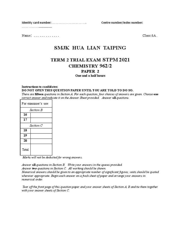 STPM Chemistry Exam Guide | PDF | Chlorine | Ion