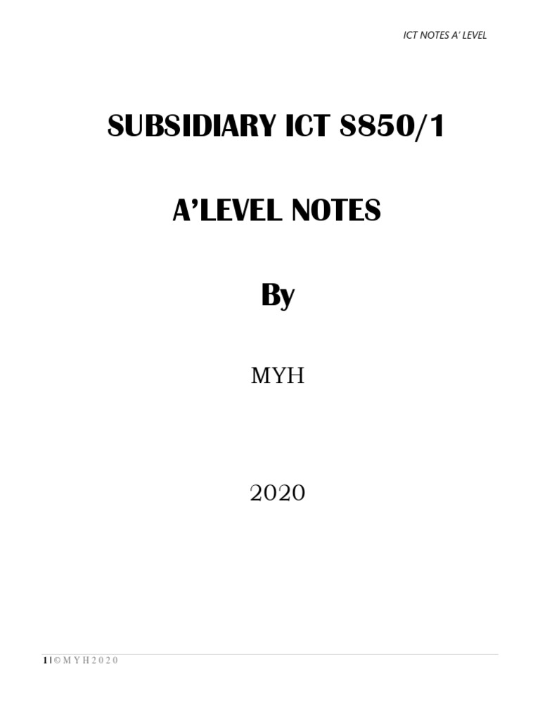 Ict Notes - A' Level | PDF | Booting | Computer Network