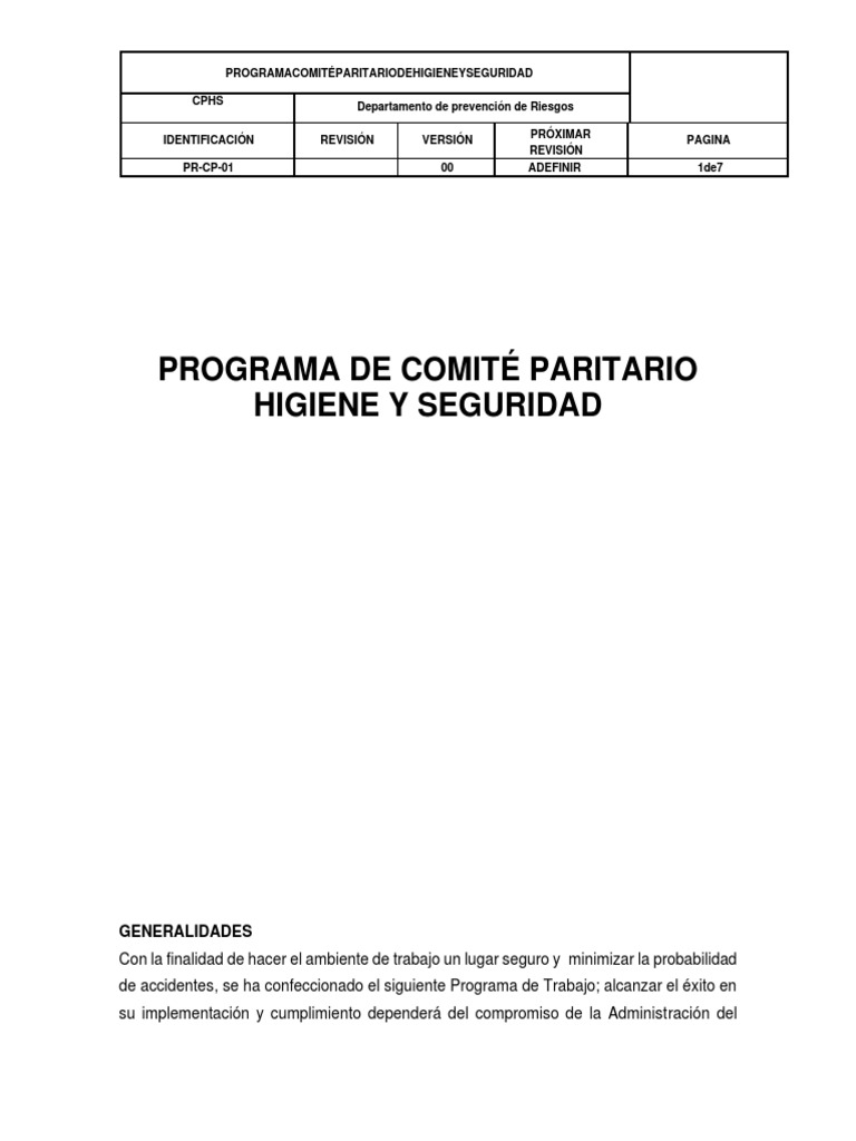 Programa de Cphs | PDF | Negocios
