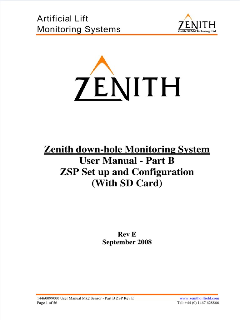 Zenith Down-Hole Monitoring System User Manual - Part B ZSP Set Up and ...