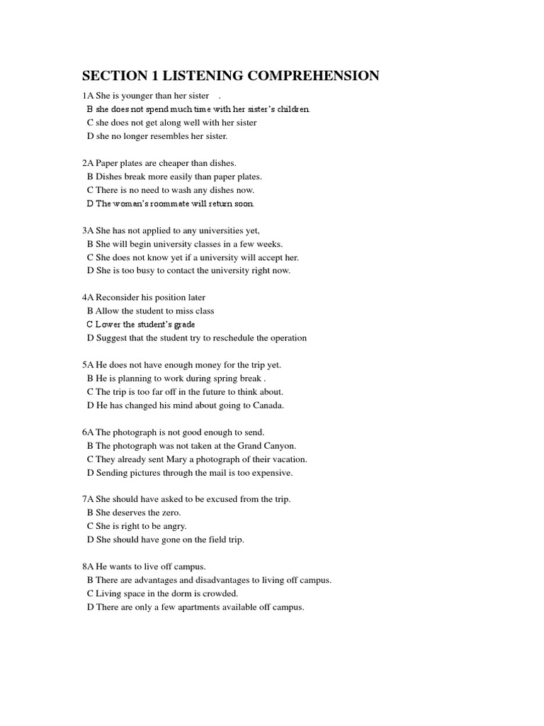 Section 1 Listening Comprehension | PDF | Jupiter | Ant