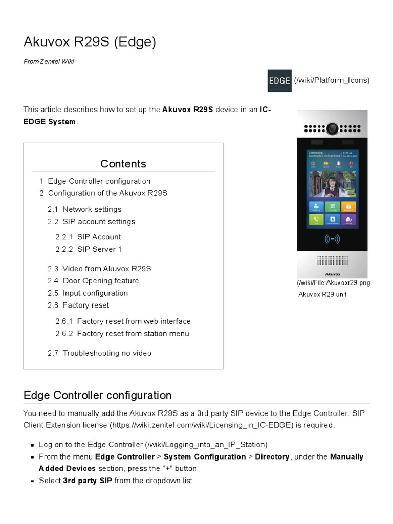 Setup Guide for Akuvox R29S Device | PDF | Ip Address | Session ...