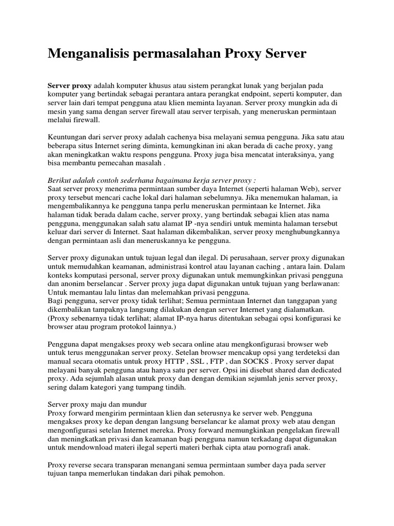 Menganalisis Permasalahan Proxy Server | PDF | Komputer