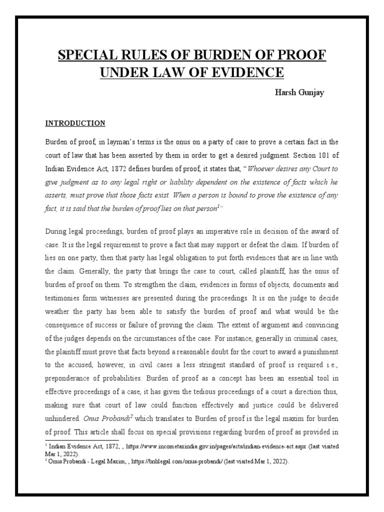 Special Rules of Burden of Proof | PDF | Burden Of Proof (Law ...