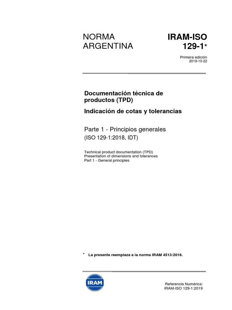 IRAM-ISO 129-1 Acotacion | PDF | Organización internacional para la estandarización | Geometría