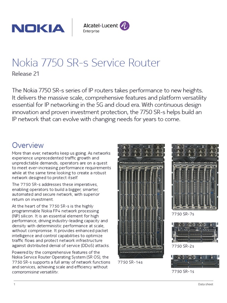 1 Data Sheet Nokia 7750 SR-s Service Router | PDF | Computer Network ...