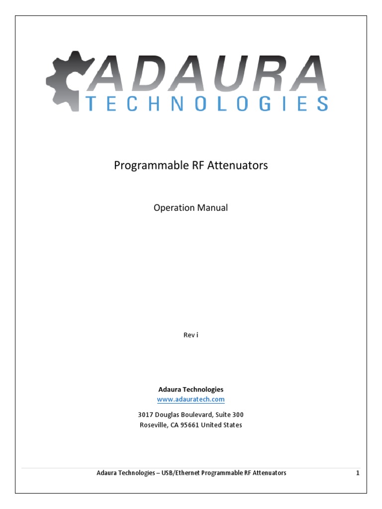 Adaura Technologies RF Attenuator Manual | PDF | Ip Address | Device Driver