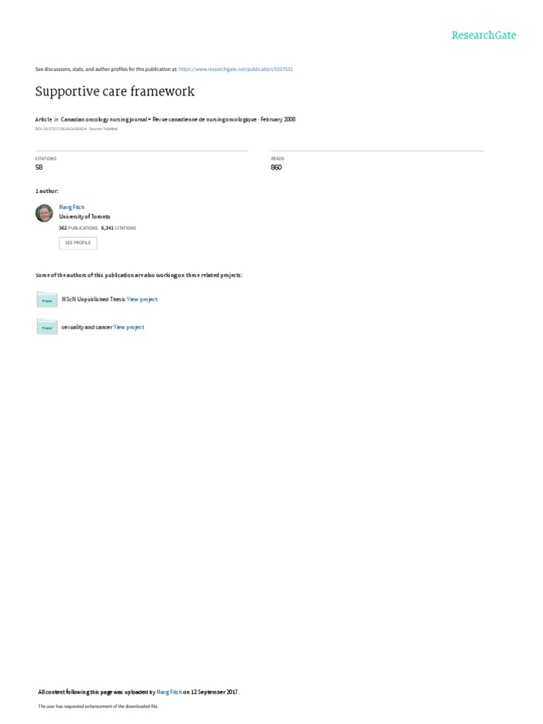 Jurnal Supportive Care Framework | Download Free PDF | Cancer | Depression (Mood)
