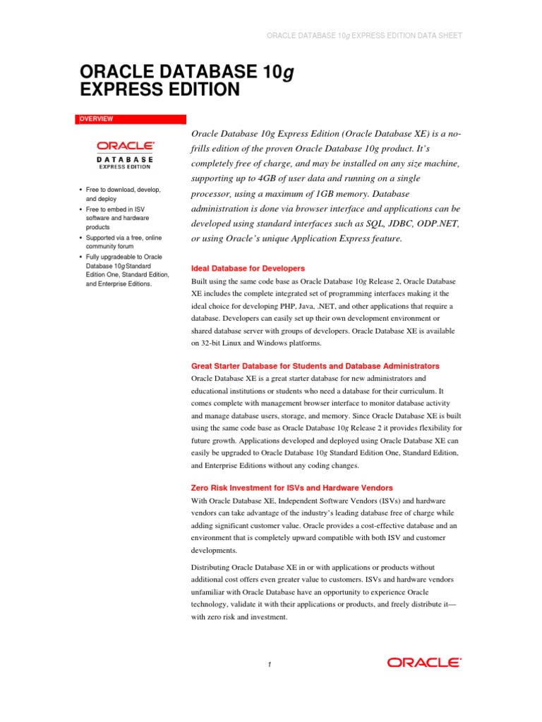 10g Overview | PDF | Oracle Database | Linux