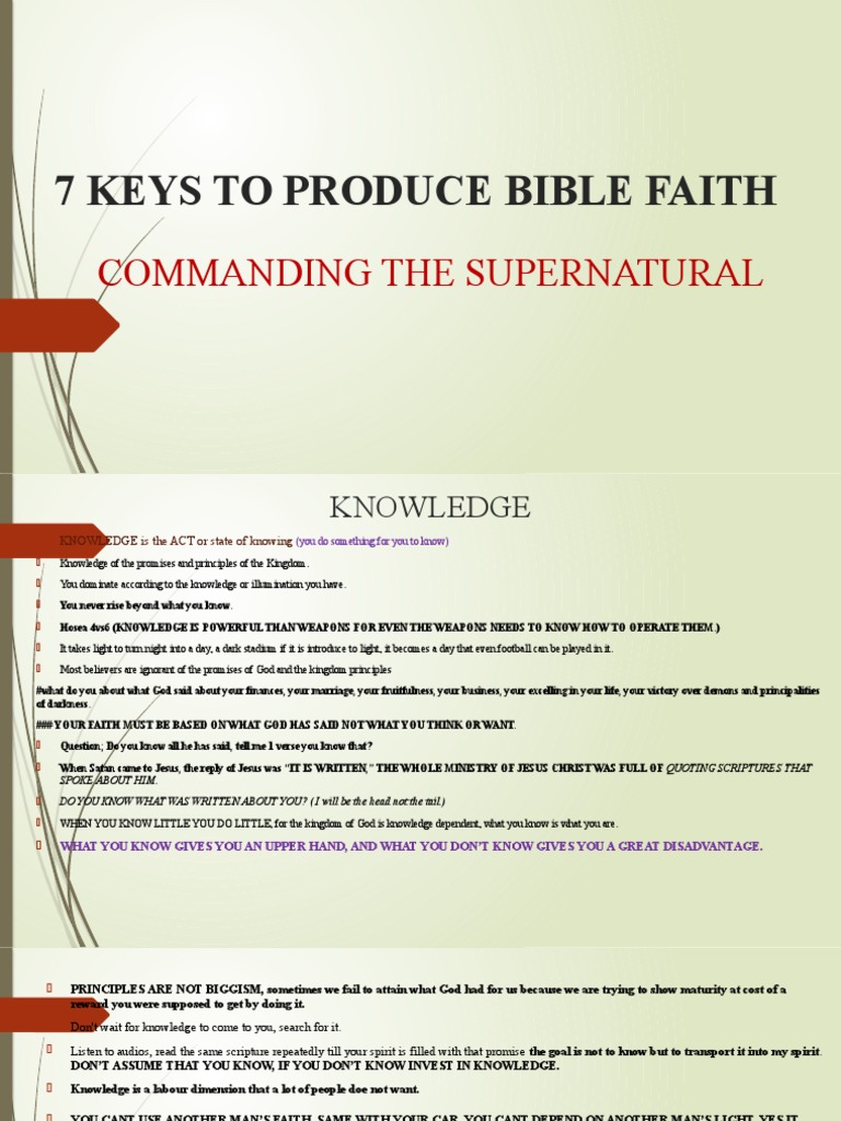 7 Keys To Produce Bible Faith | PDF | Prayer | Meditation
